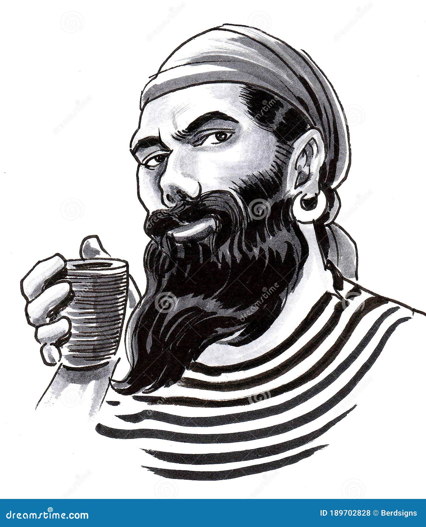 Drinking Pirate Cartoon Vector | CartoonDealer.com #7399129