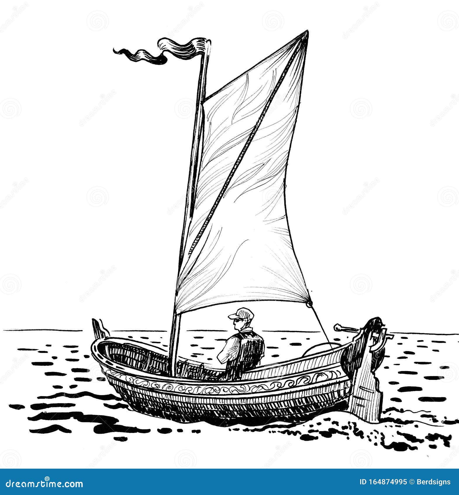 Small boat stock illustration. Illustration of drawing - 164874995
