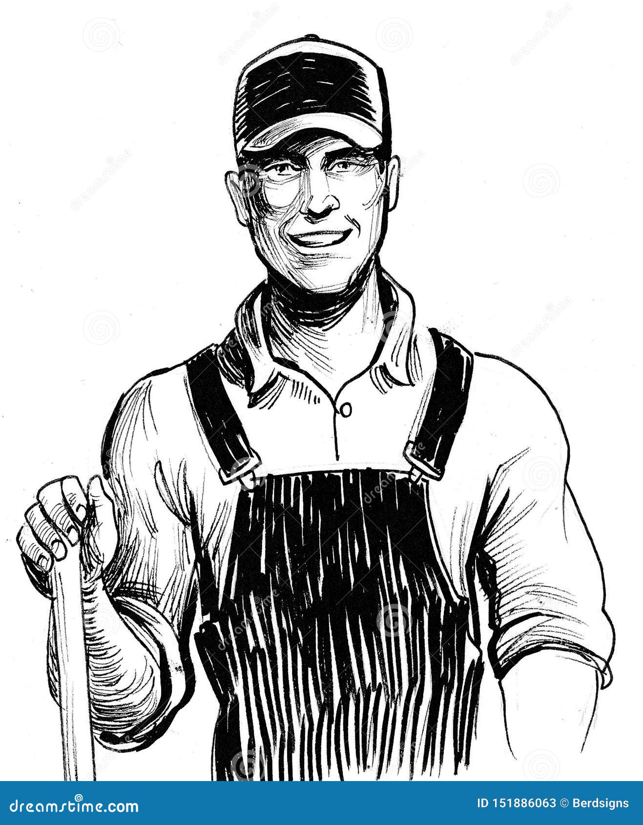 Happy worker stock illustration. Illustration of smiling - 151886063