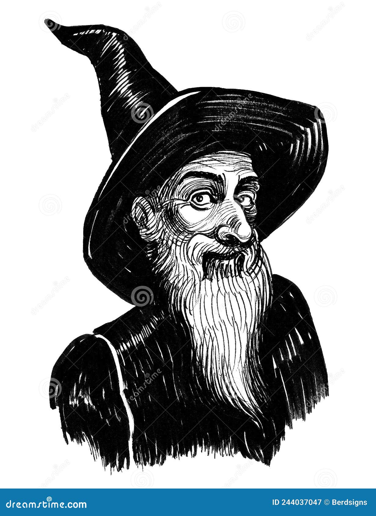Wizard head stock illustration. Illustration of vintage - 244037047