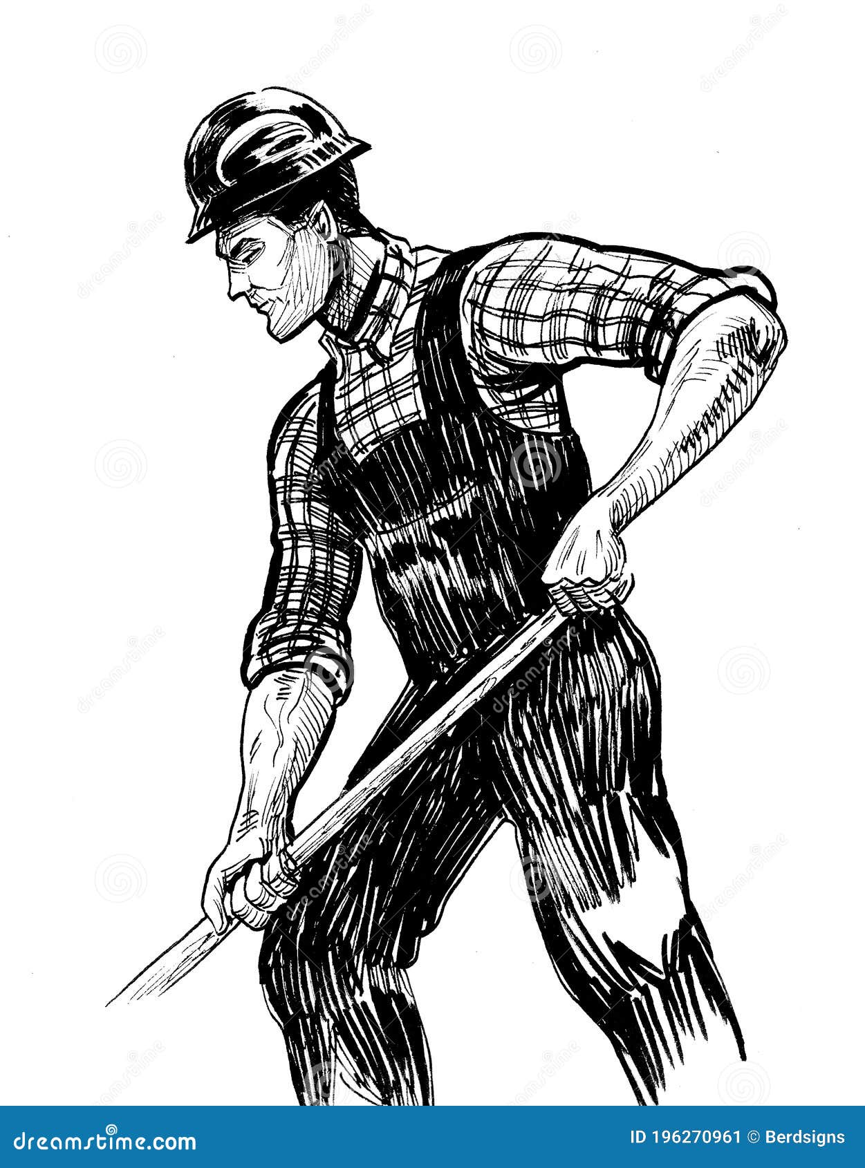 Man digging earth stock illustration. Illustration of drawing - 196270961