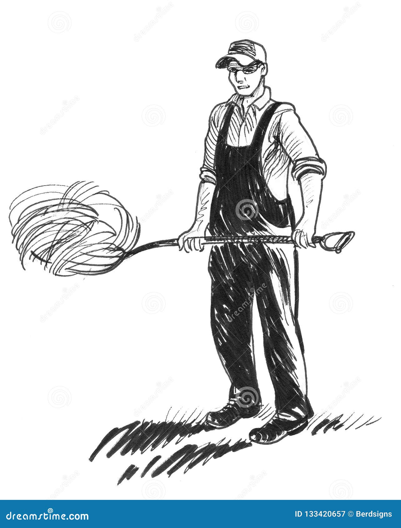 Working farmer stock illustration. Illustration of farmer - 133420657