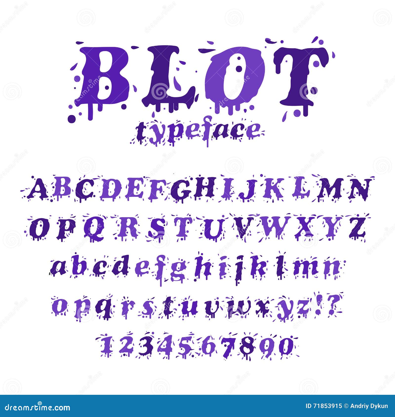 Ink blot typeface stock vector. Illustration of abstract - 71853915