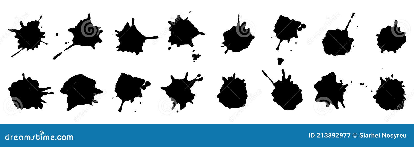 Ink Blots, Black Paint, Set of Design Elements. Vector Illustration ...