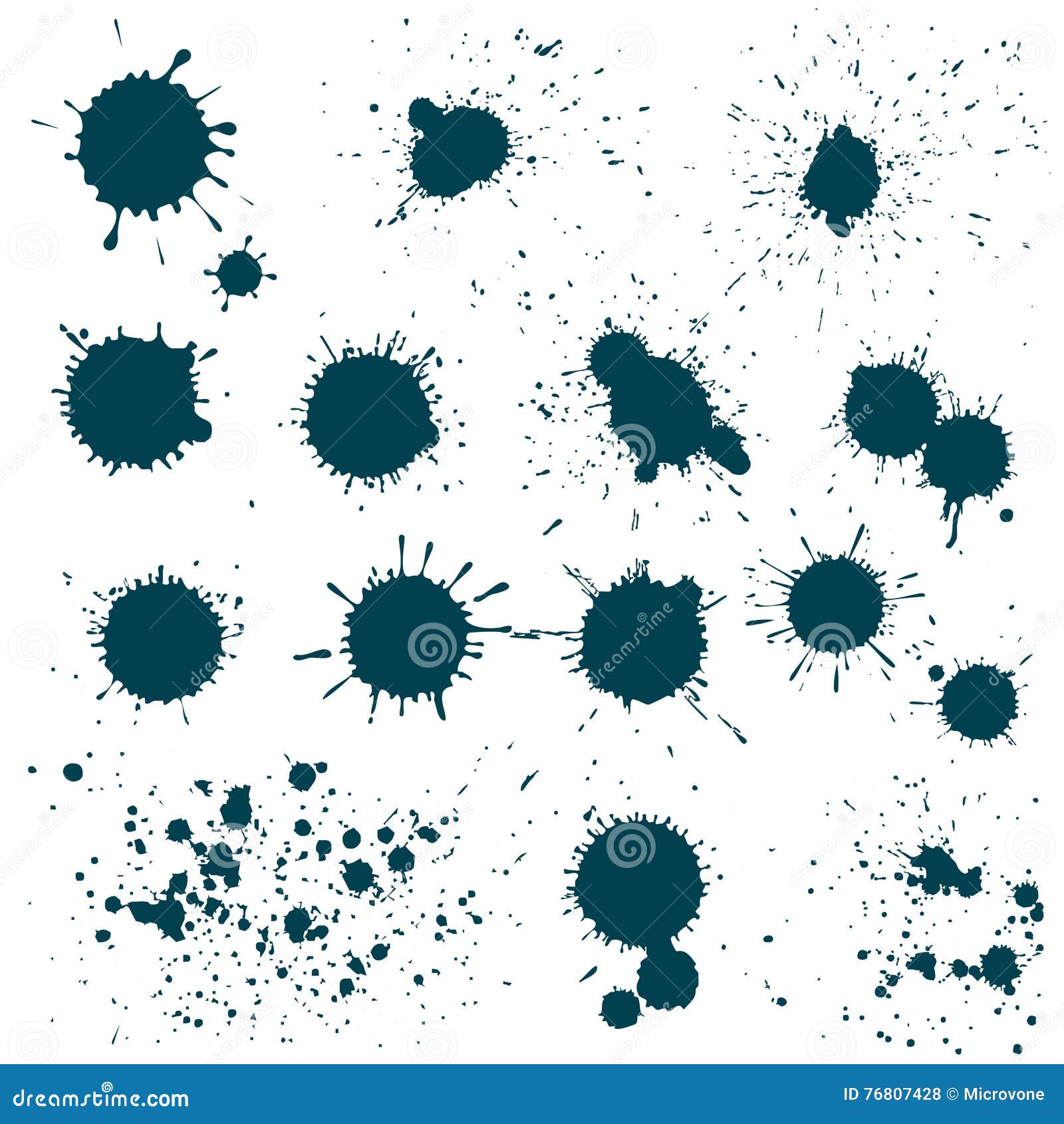 Ink Blots, Splashes Vector Grunge Elements Isolated on White Stock ...