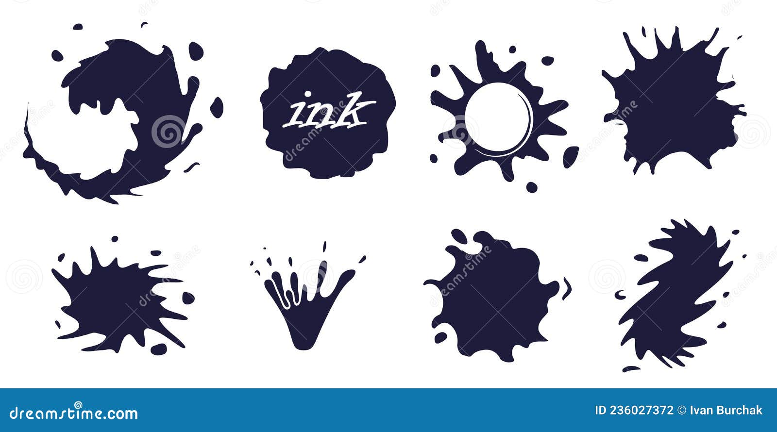 Ink blots vector set stock illustration. Illustration of spatter ...