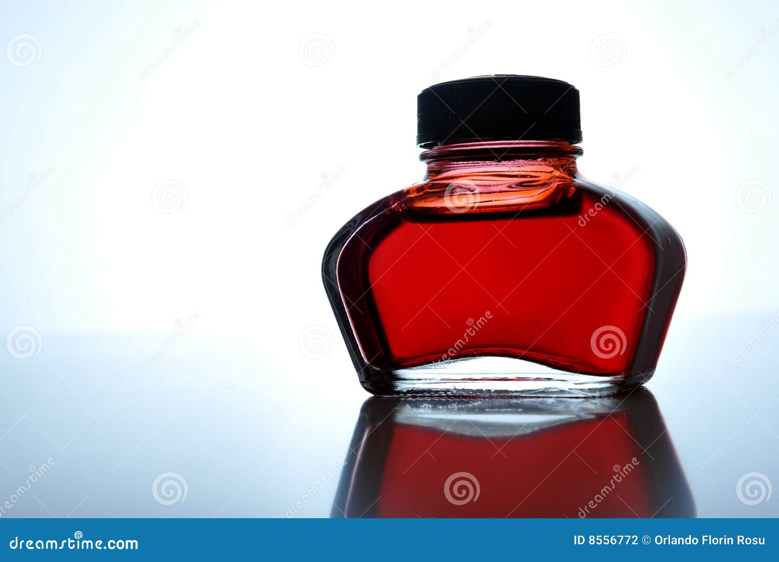 Ink bottle stock photo. Image of transparent, table, reflection - 8556772