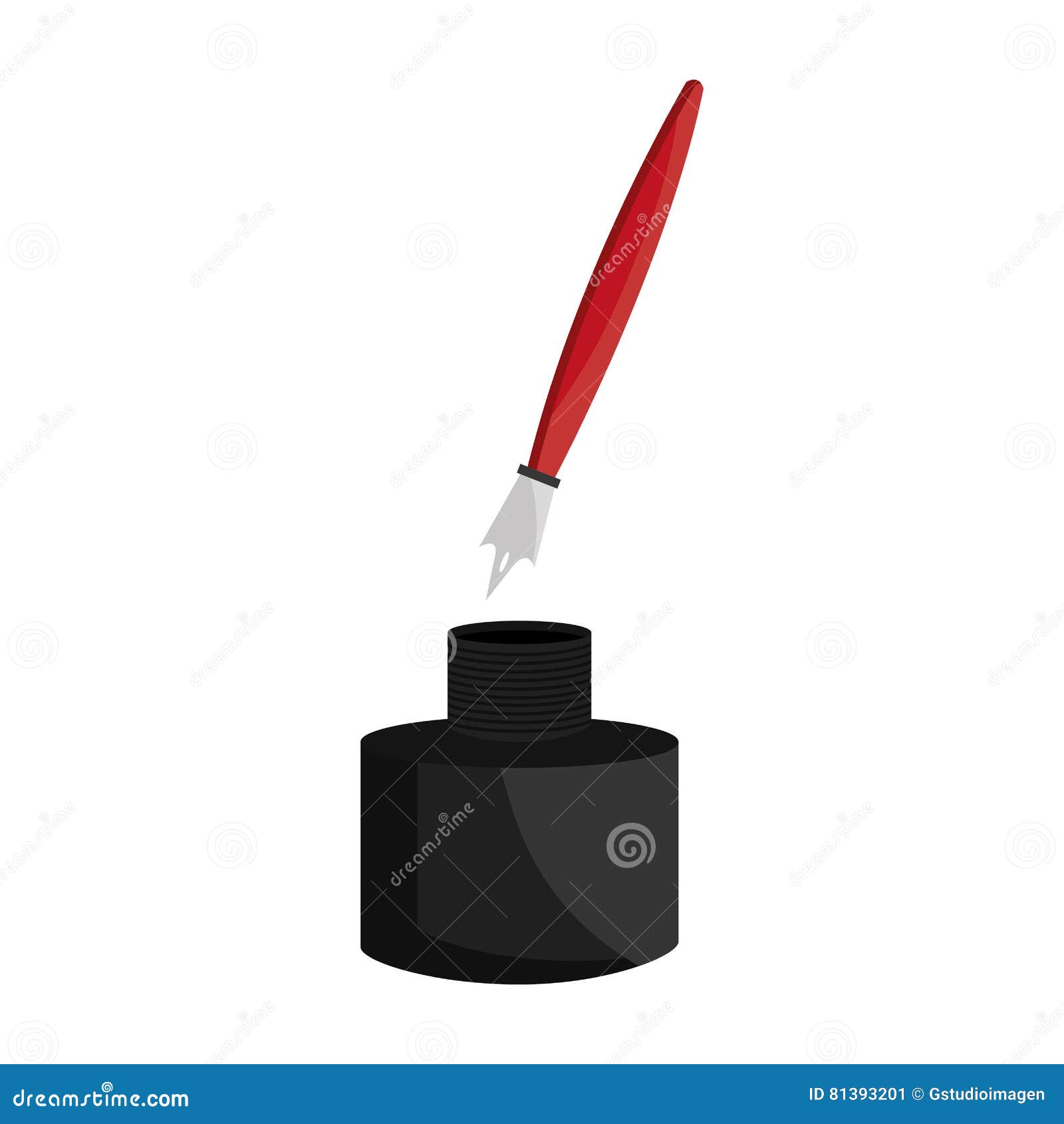 Ink bottle and pen icon stock vector. Illustration of calligraphy ...