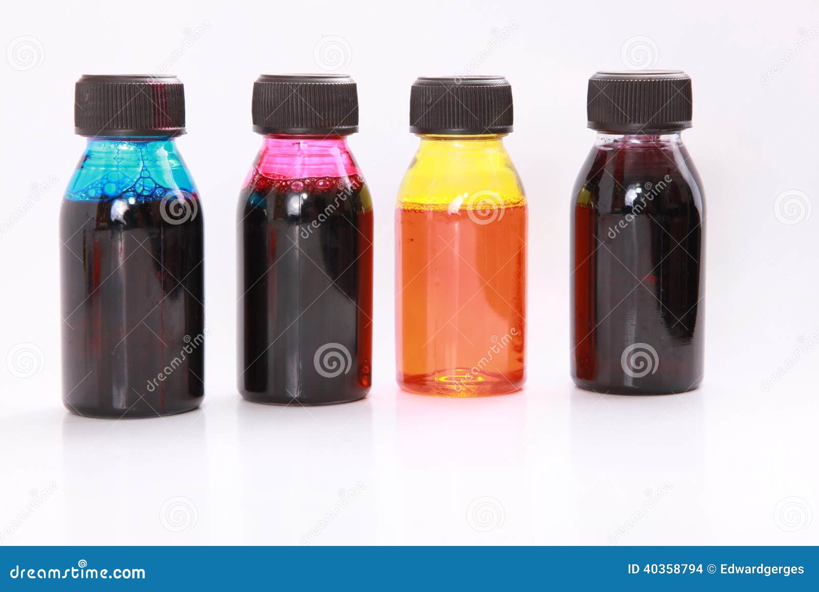 Ink bottles stock photo. Image of full, liquid, closeup - 40358794