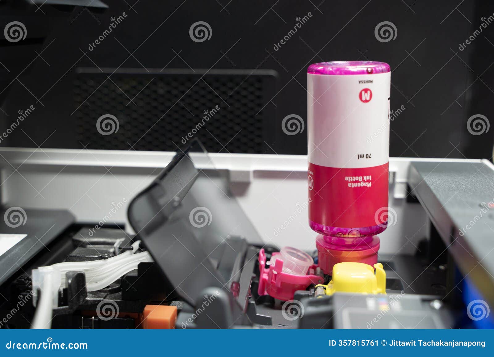 Continuous Ink Supply System Is Working In Printer Moving Inside ...