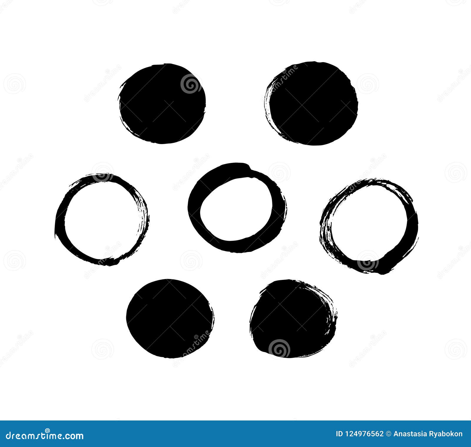 Ink Brush Drawn Circles Set Vector Stock Vector - Illustration of ...