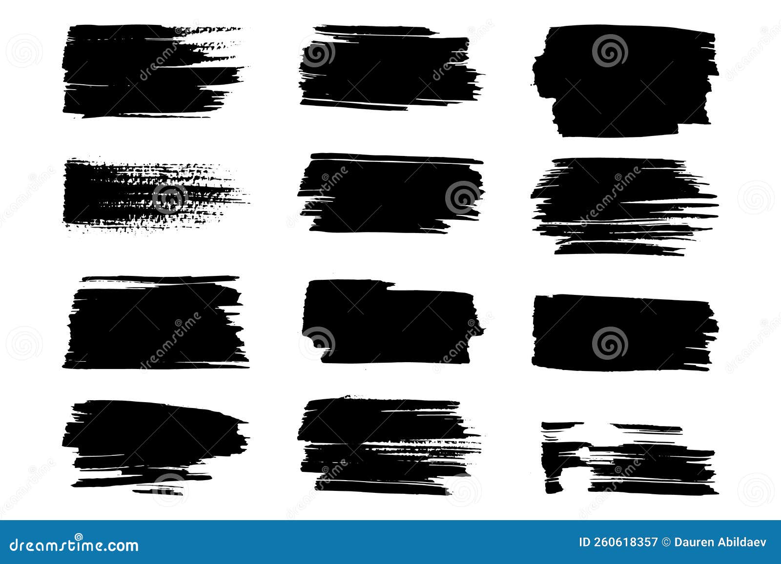 Ink Brush Stroke Set Vector Illustration. Stock Illustration ...