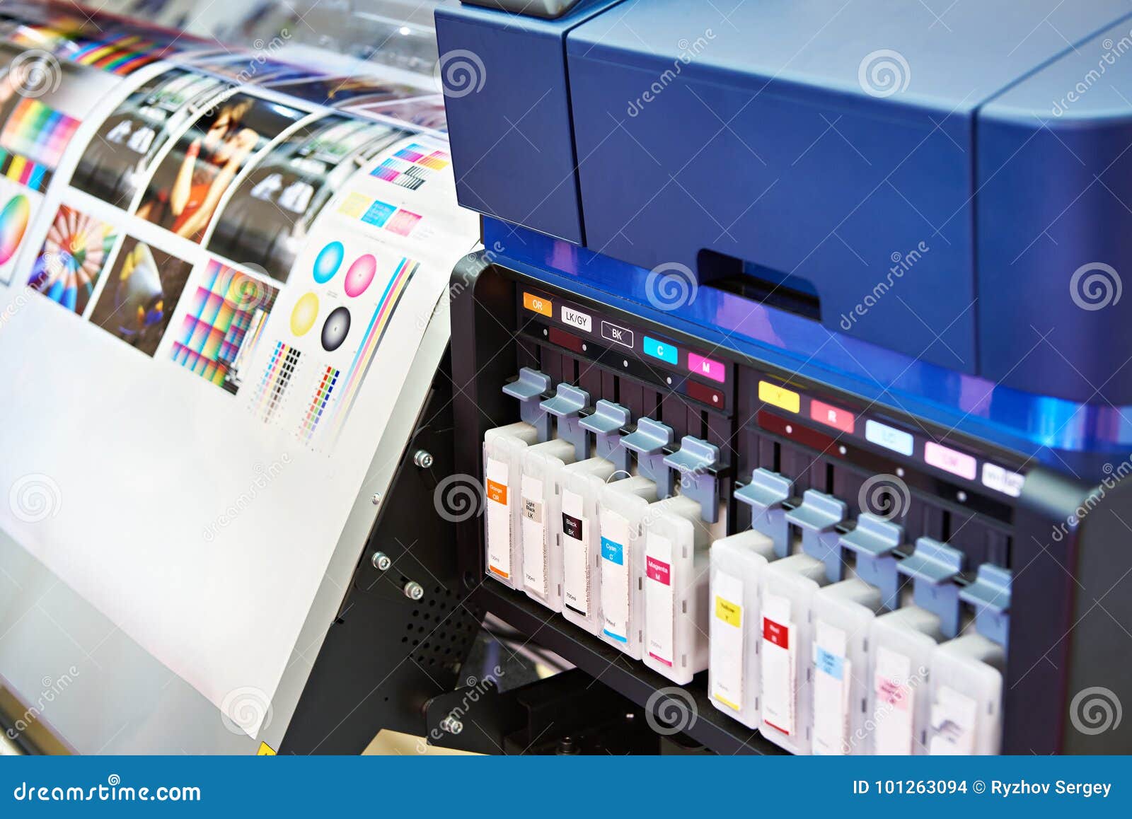 Ink cartridges and plotter stock photo. Image of blue - 101263094