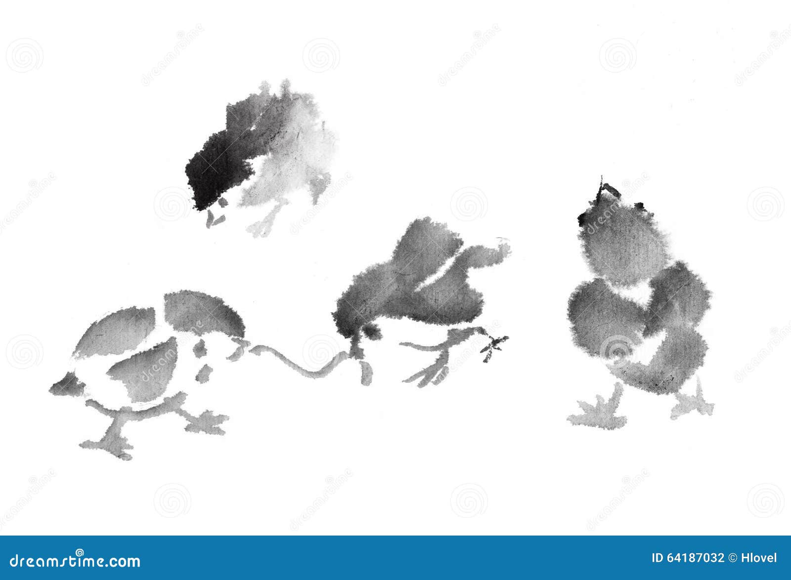 Ink chick stock illustration. Illustration of painting - 64187032