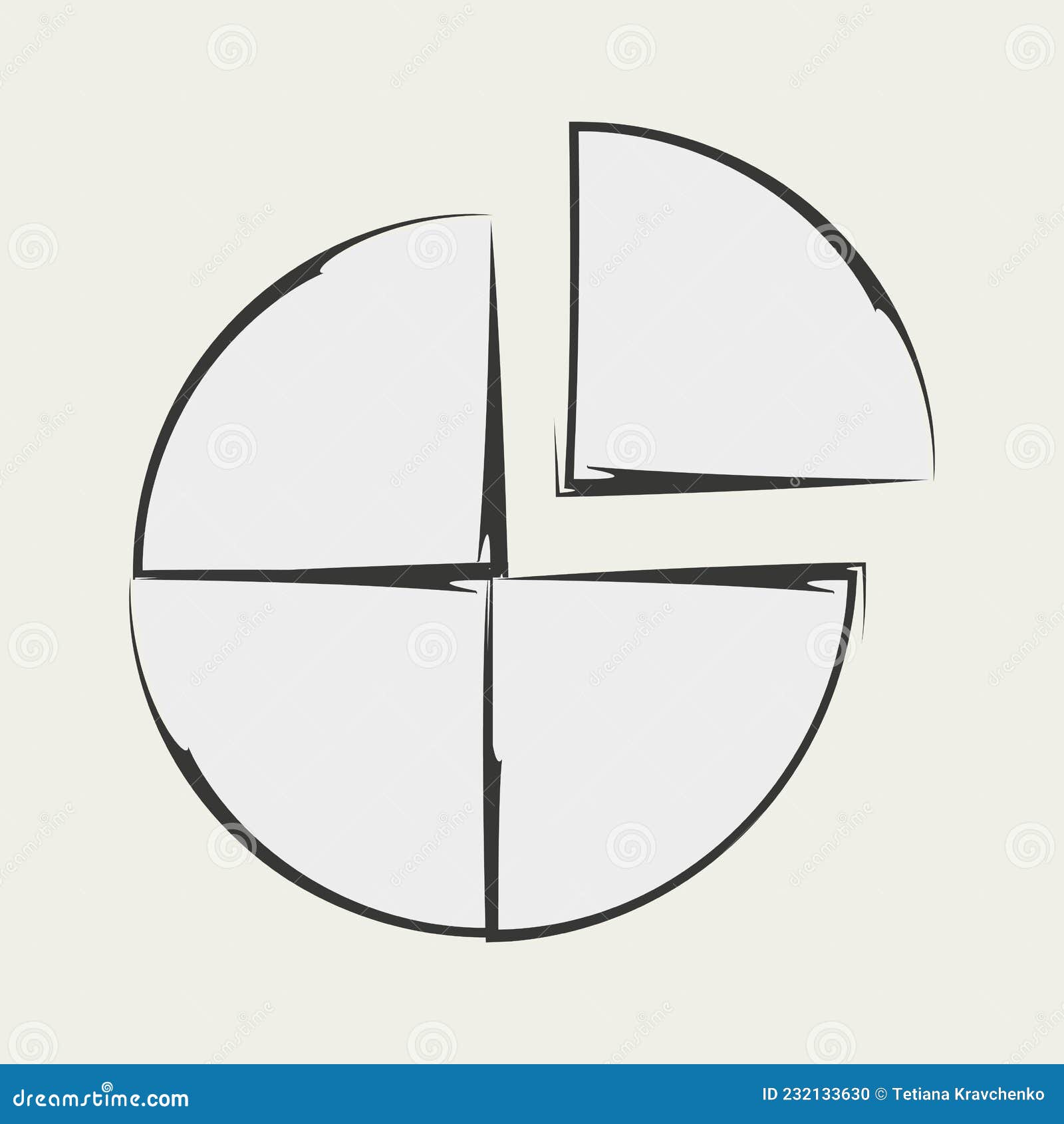 Ink Circle Segment Icon. Freehand Art. Cycle Diagram. Process Chart ...