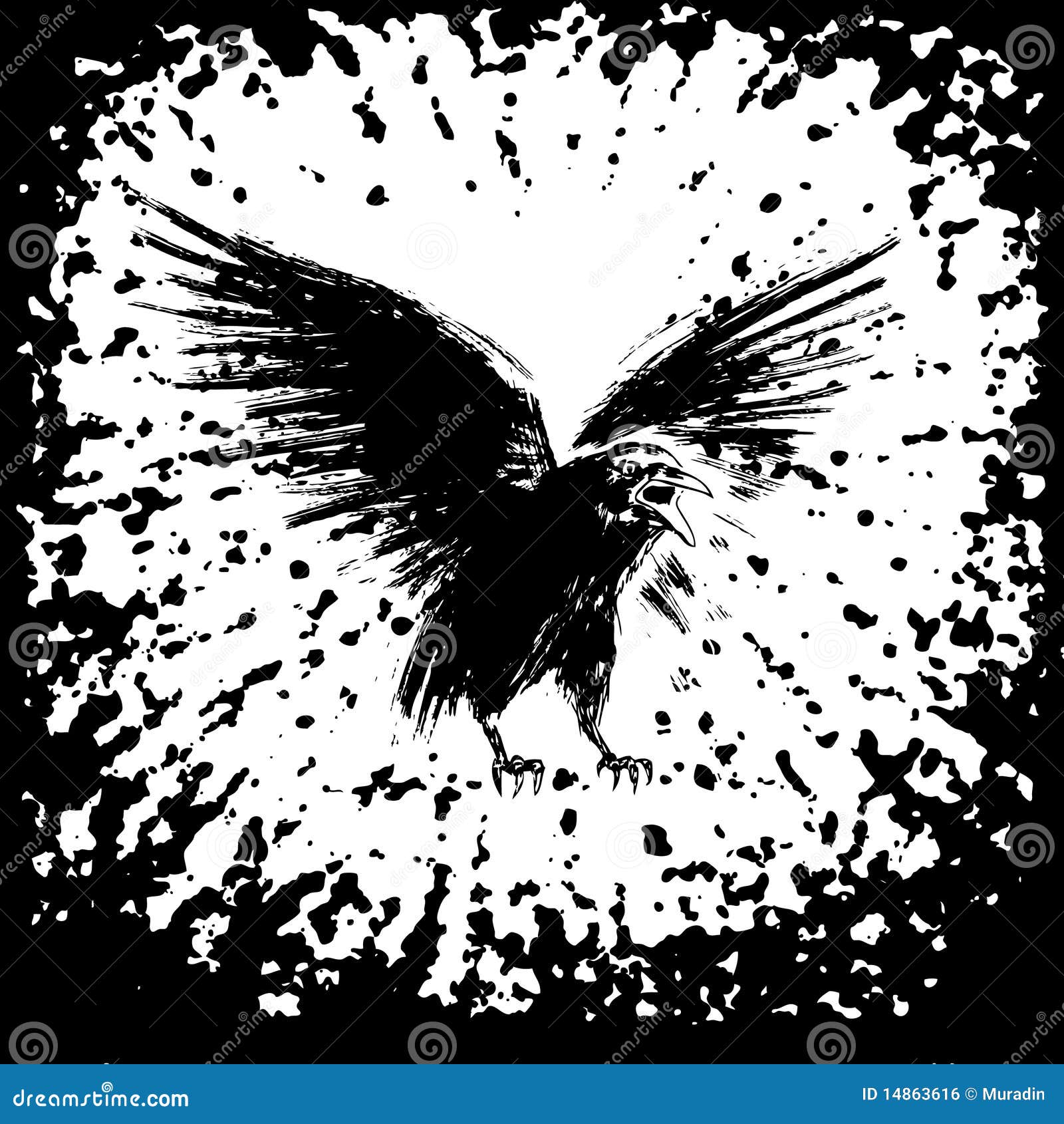 Black crow stock vector. Illustration of dark, shadow - 14863616