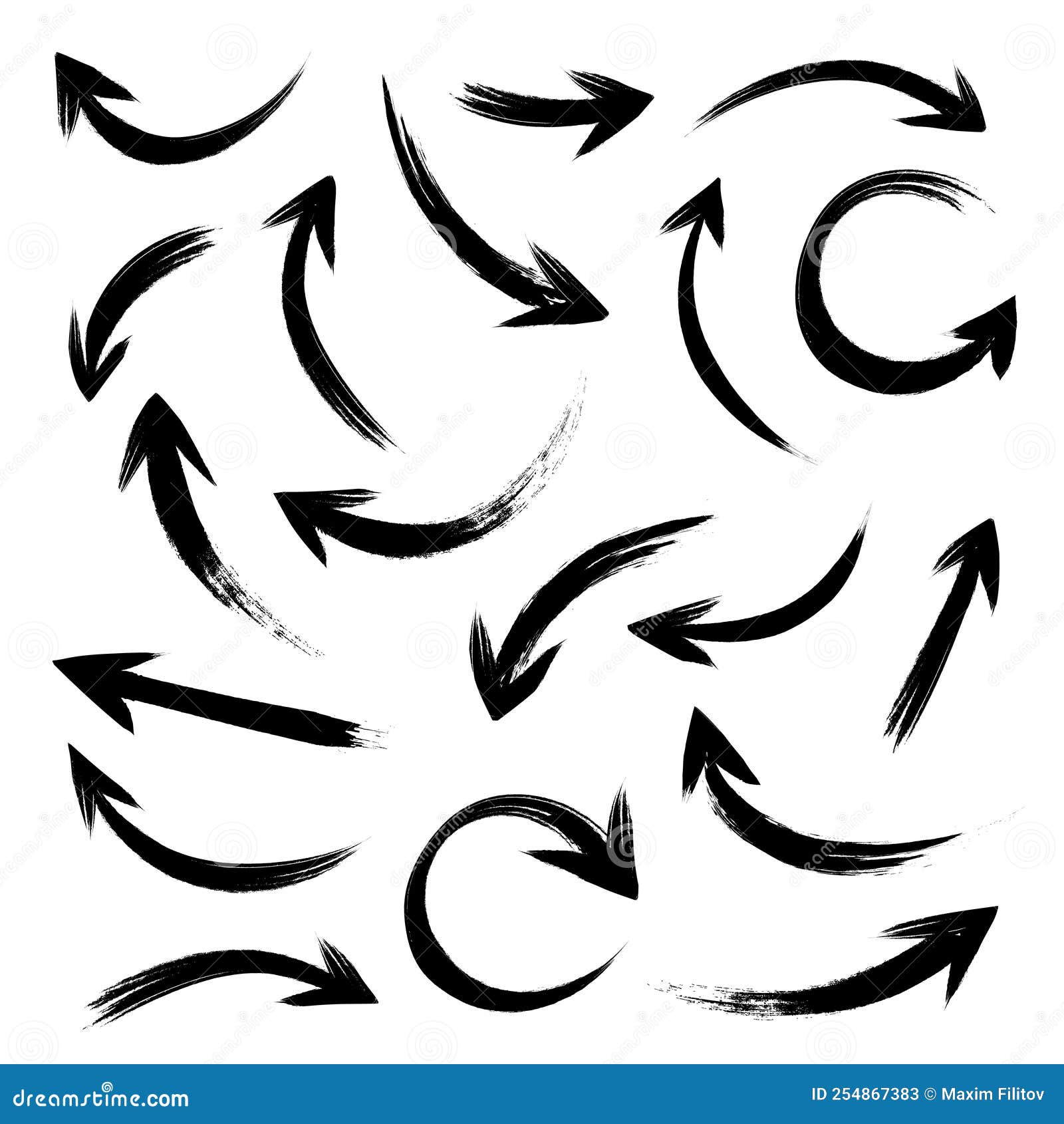 Ink Curved Arrows Collection. Vector Hand Drawn Sketch Arrows Pointing ... Ink Curved Arrows Collection. Vector Hand Drawn Sketch Arrows Pointing ...