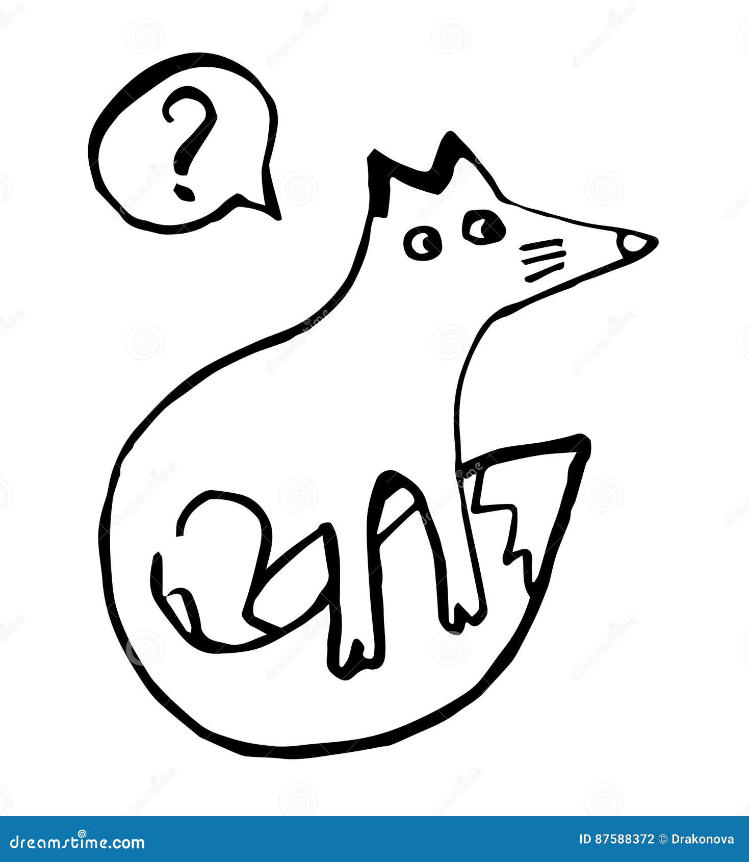 Ink doodle little fox stock vector. Illustration of funny - 87588372