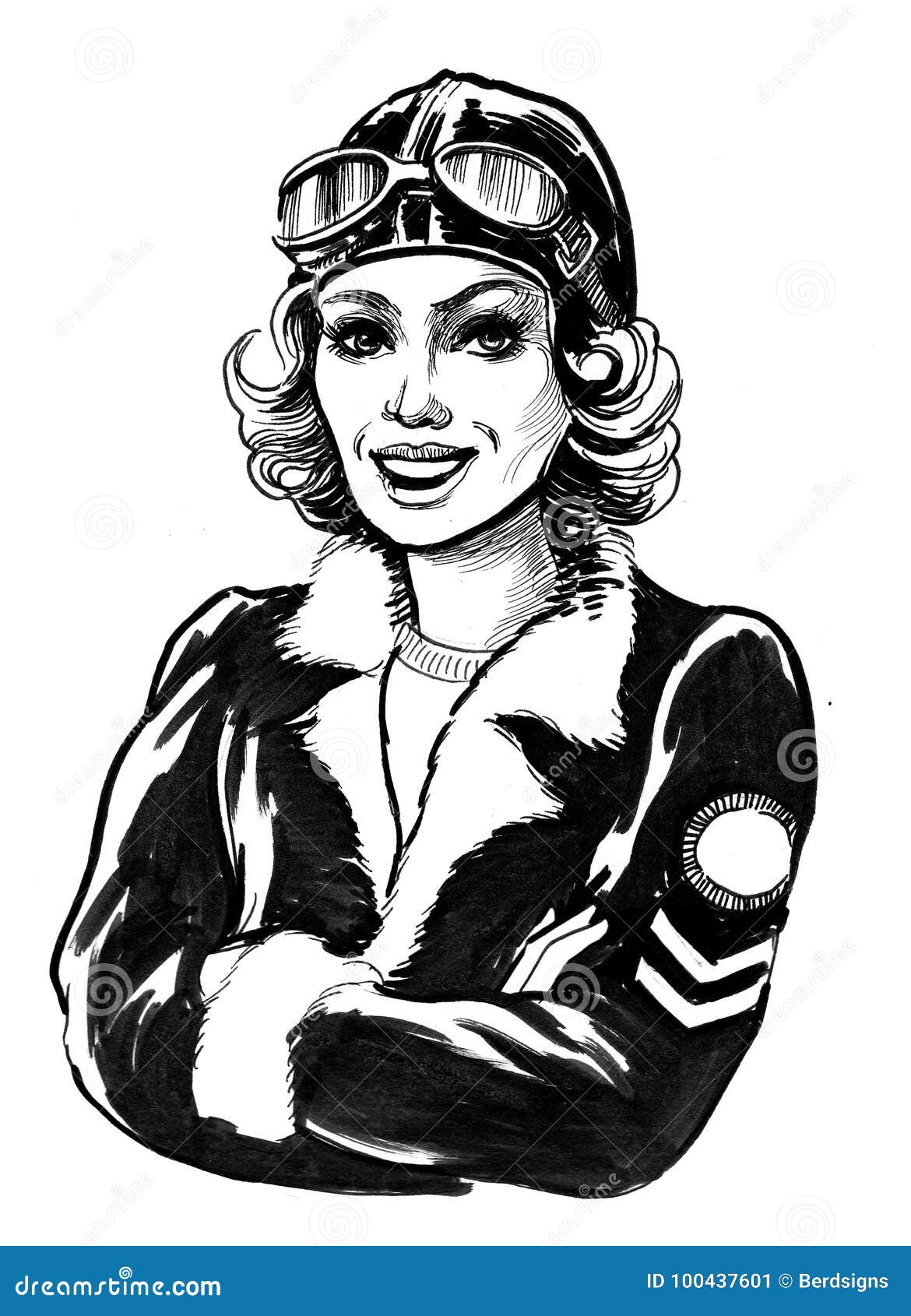 Female pilot stock illustration. Illustration of black - 100437601