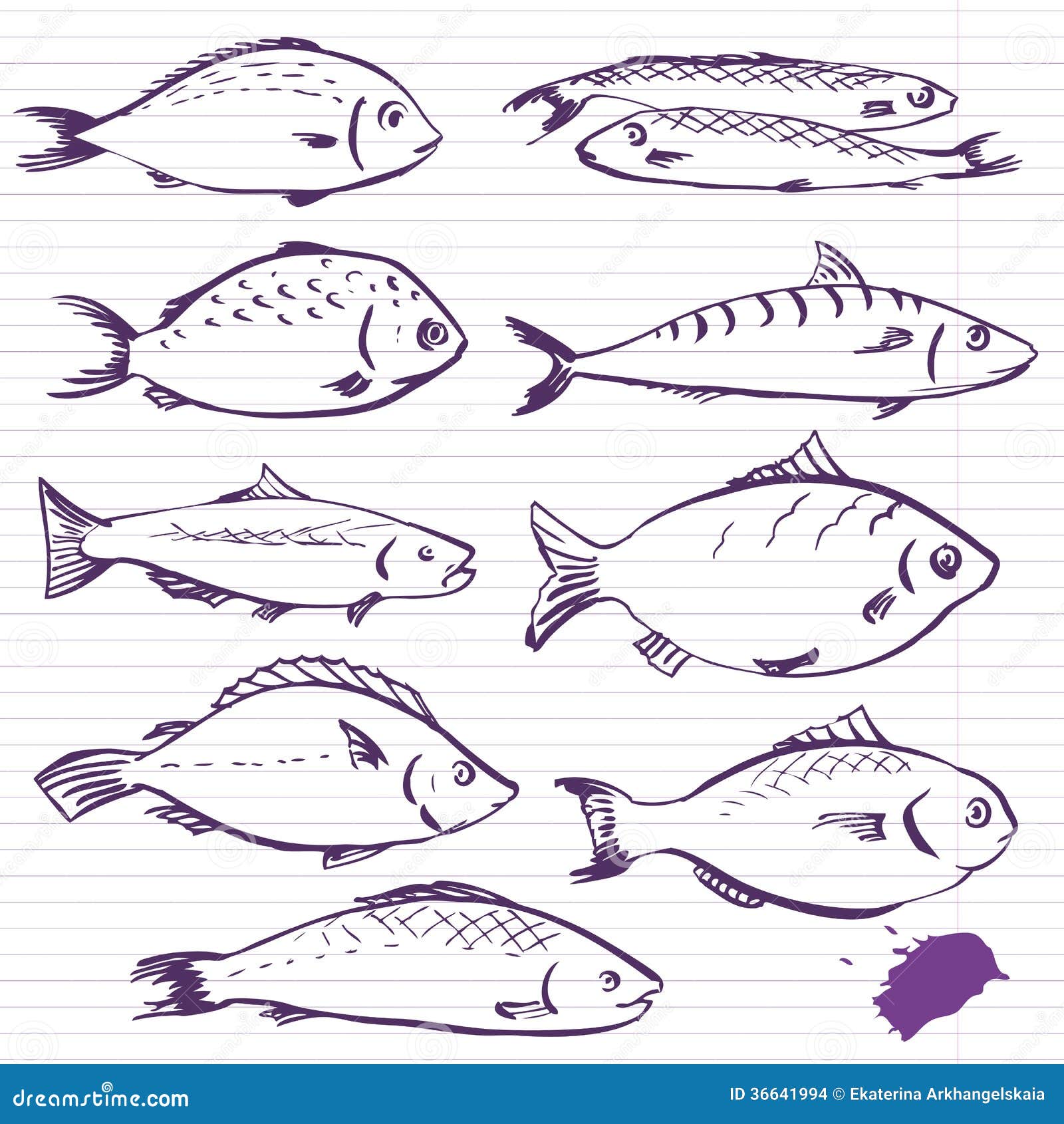 Ink drawing fishes stock vector. Illustration of diving - 36641994