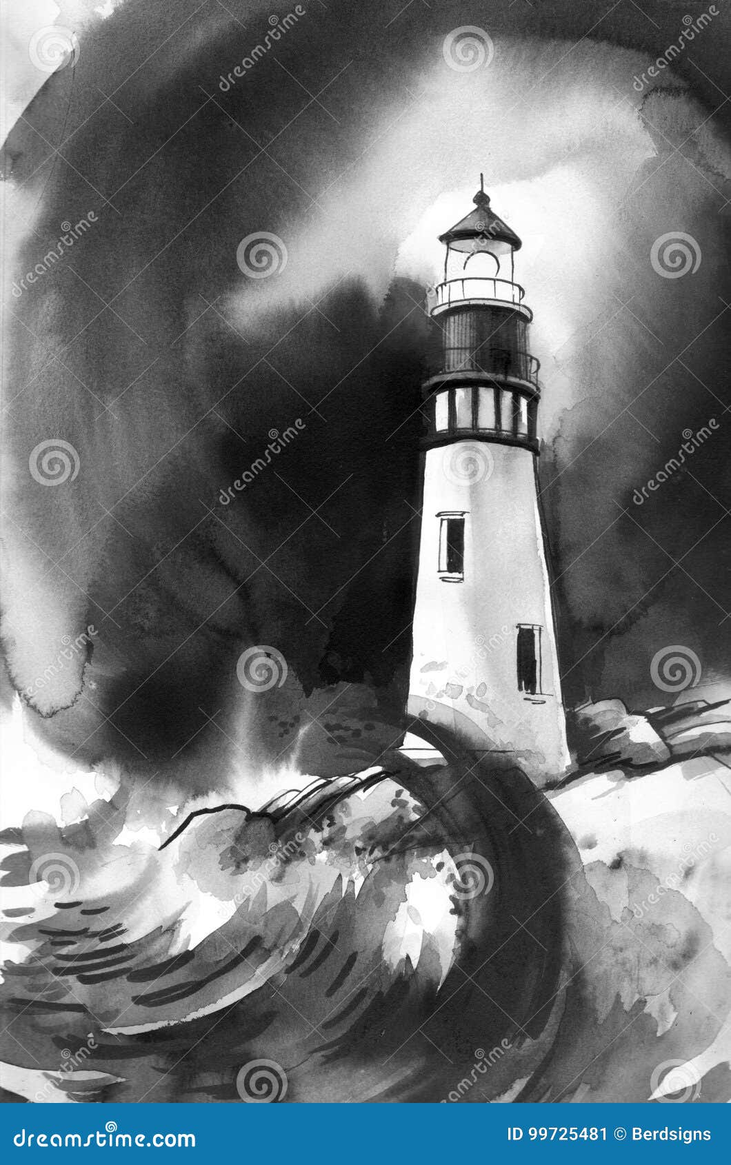 Old lighthouse stock illustration. Illustration of lighthouse - 99725481