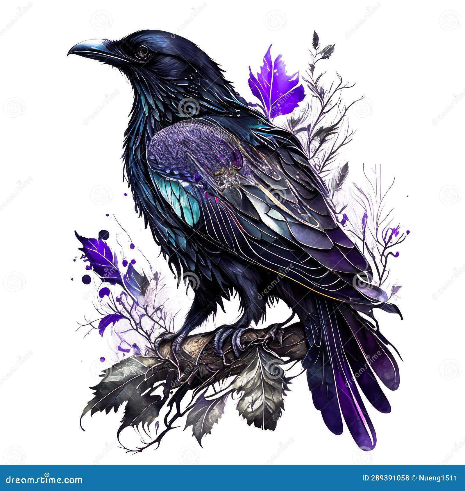 Ink Drawing of a Raven Background Stock Illustration - Illustration of ...