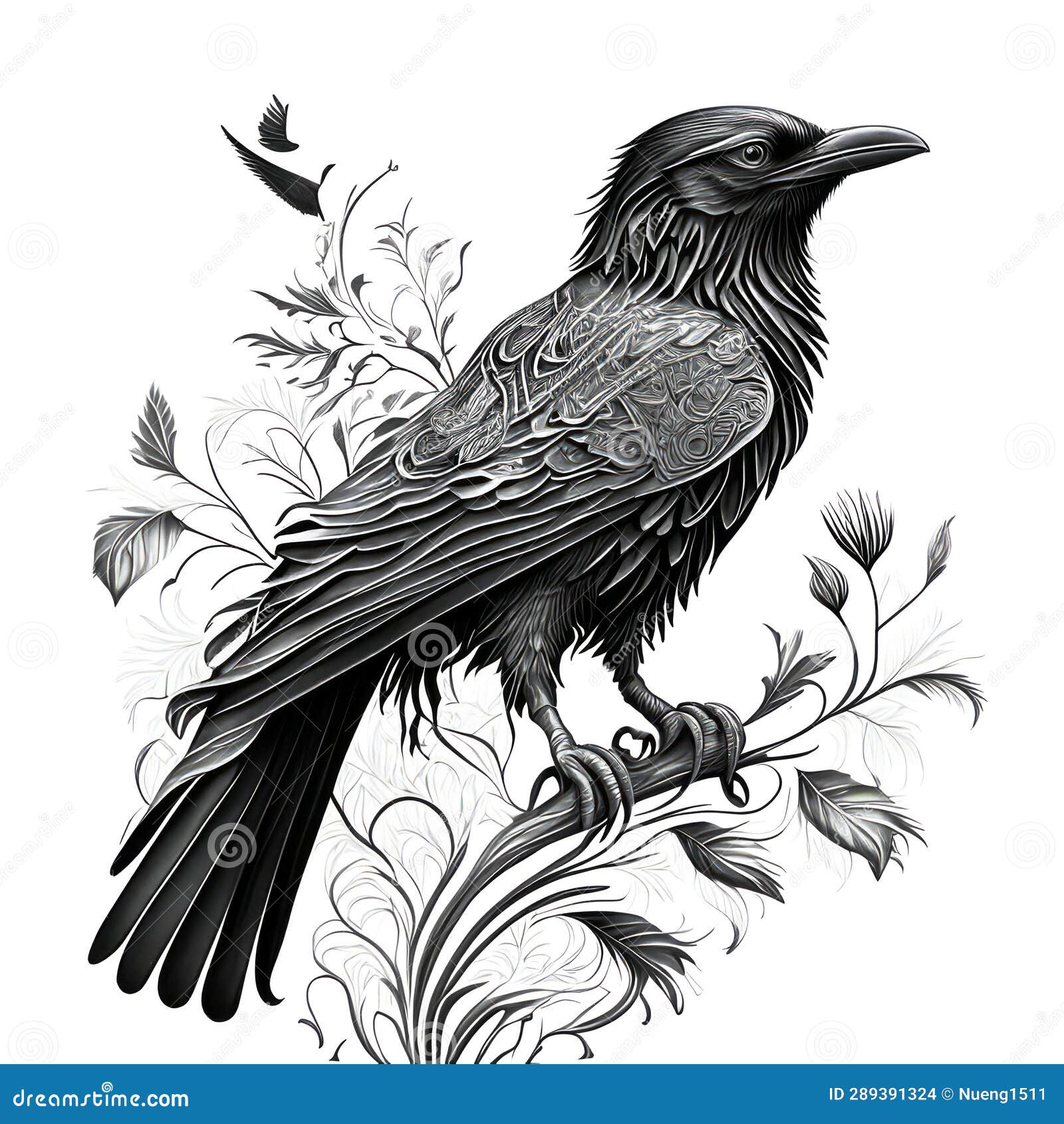 Ink Drawing of a Raven Background Stock Illustration - Illustration of ...