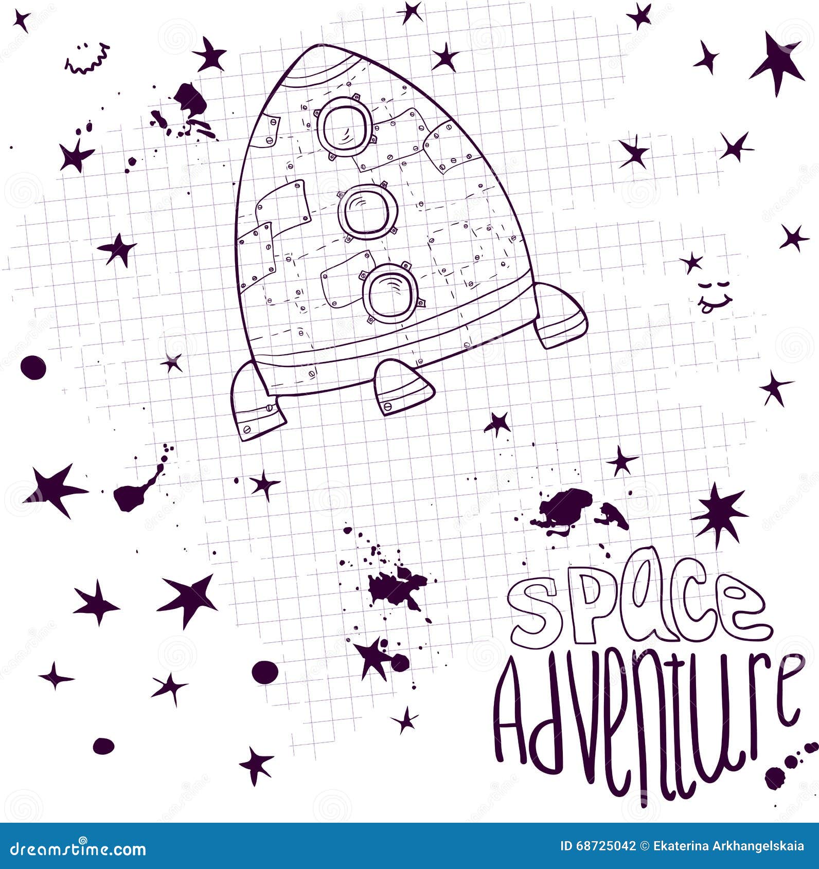 Ink drawing space rocket stock vector. Illustration of rocket - 68725042