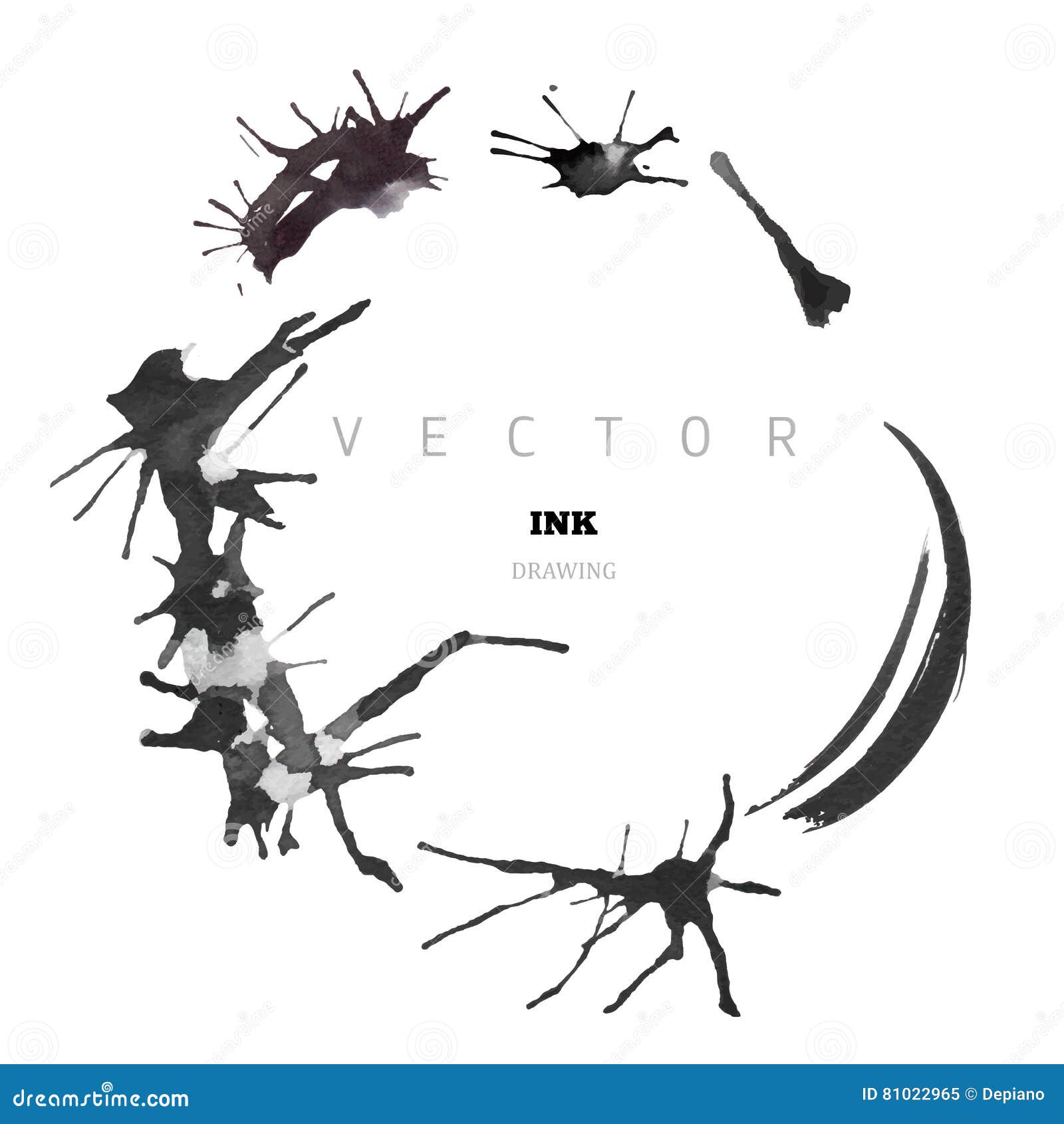 Ink Drawing Vector Round Frame Stock Vector - Illustration of line ...