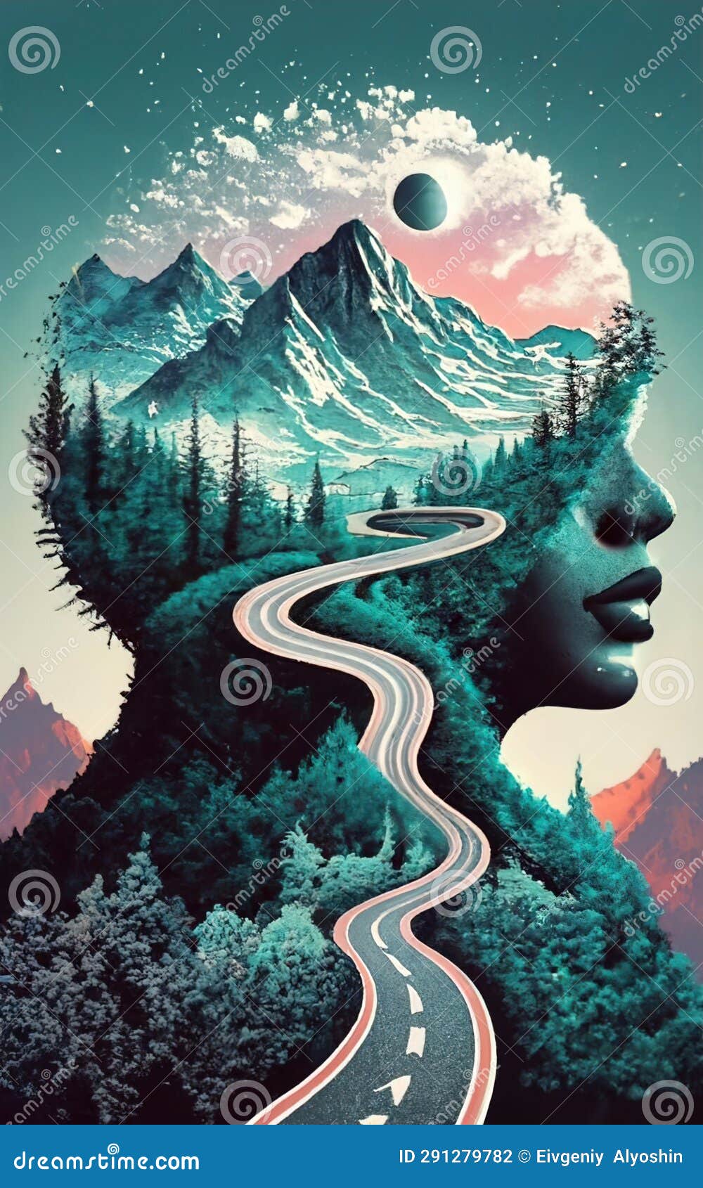 Ink Drawing on White Paper that Forms a Seamless Multiple Exposure ...