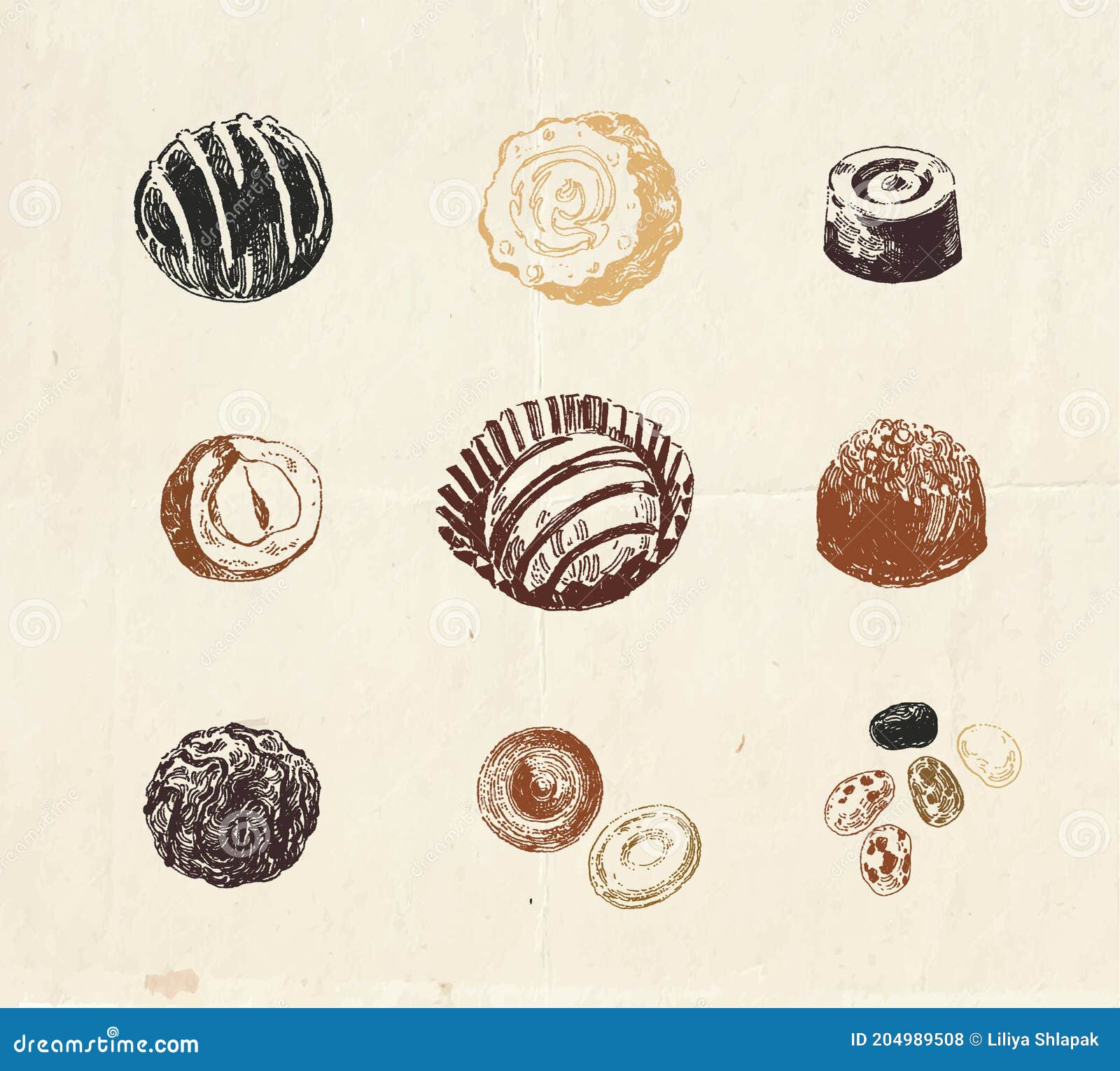 Ink drawn assorted candies stock vector. Illustration of graphic ...