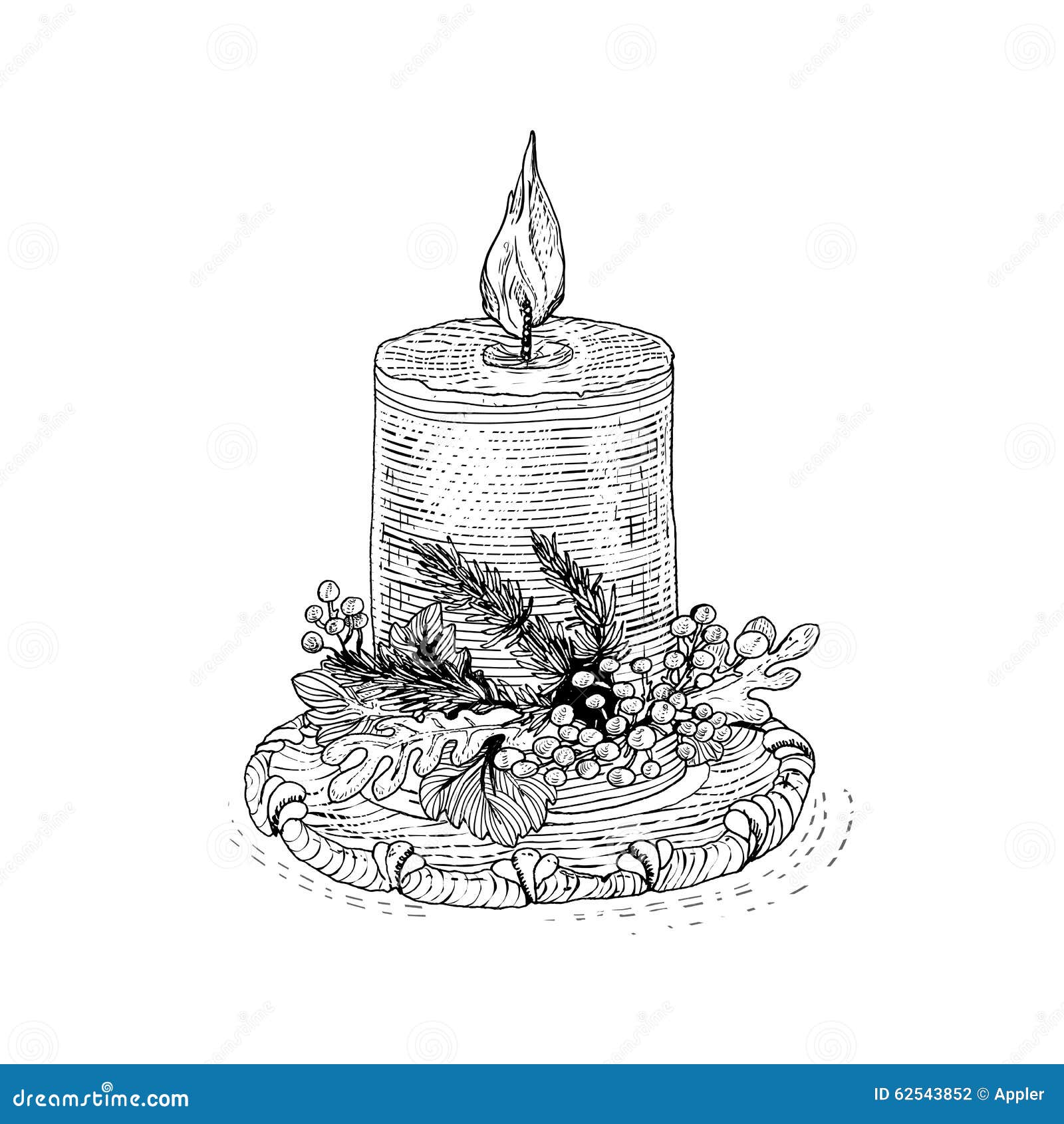 Ink Drawn Engraving Style Candle Stock Vector - Illustration of vector ...