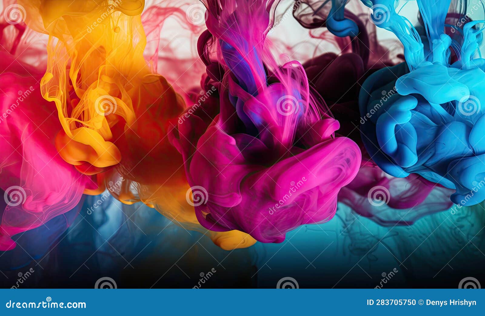 Ink Droplets Blend To Form Colorful Abstract Pattern Creating Using ...