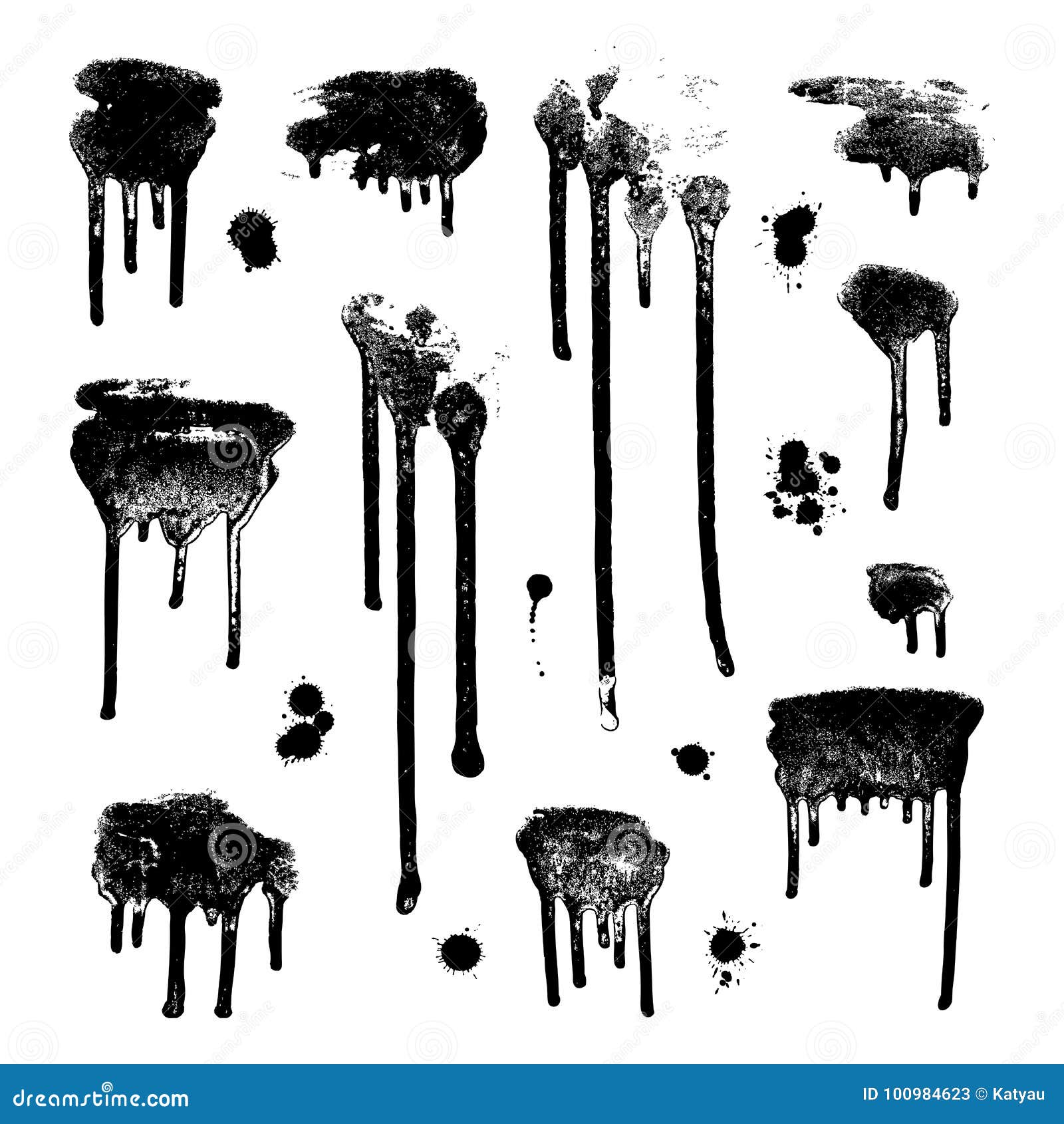 Ink Drops. Grunge Paint. Design Element Set Stock Illustration ...