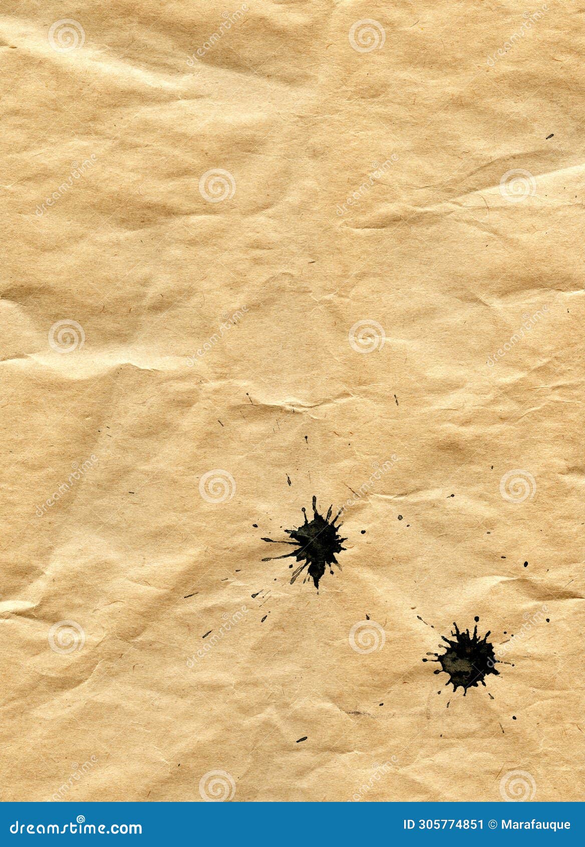 ?rumpled Rough Paper with Drops of Black Ink. Paper for Letter in Ink ...