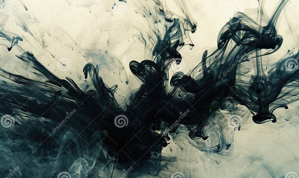 Ink Explosion, Black Tendrils Spreading on White Background Stock Image ...