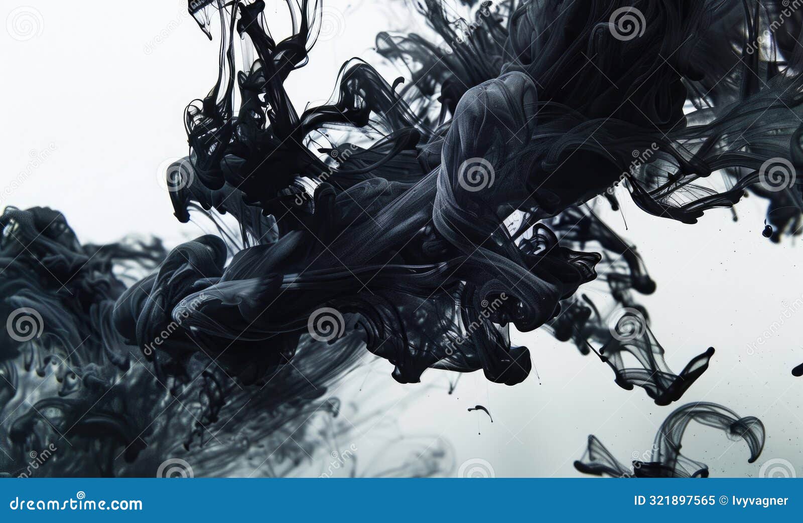 Ink Explosion, Black Tendrils Spreading on White Background Stock Image ...