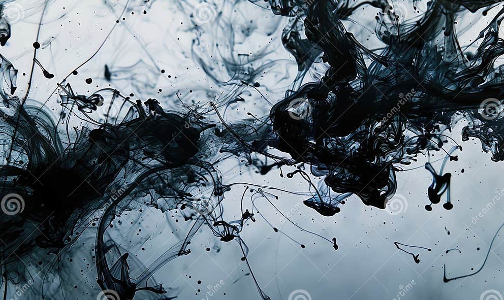 Ink Explosion, Black Tendrils Spreading on White Background Stock Photo ...