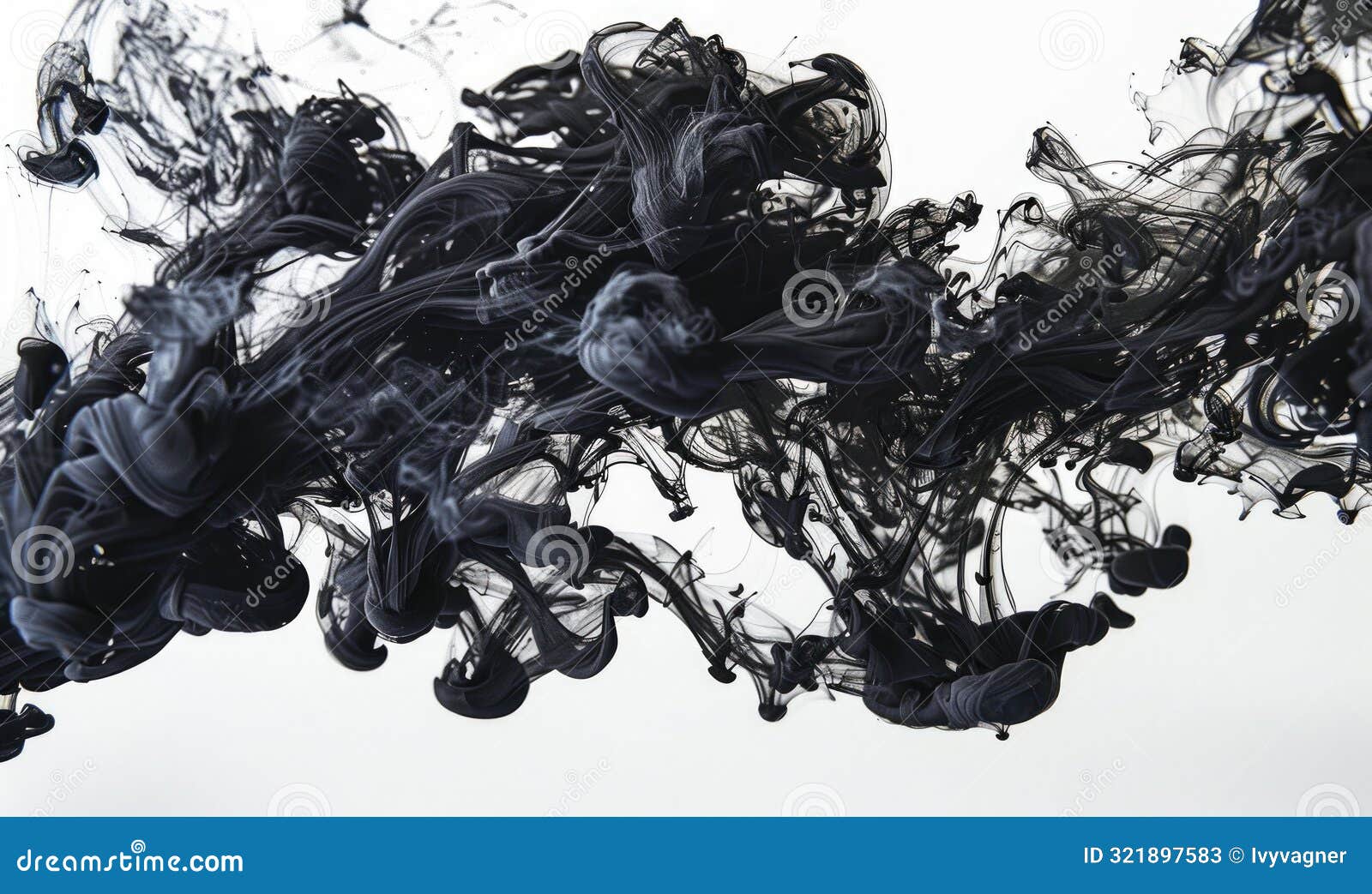 Ink Explosion, Black Tendrils Spreading on White Background Stock Image ...