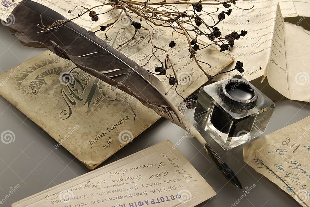 Ink and feather pen stock image. Image of handwriting - 2167133