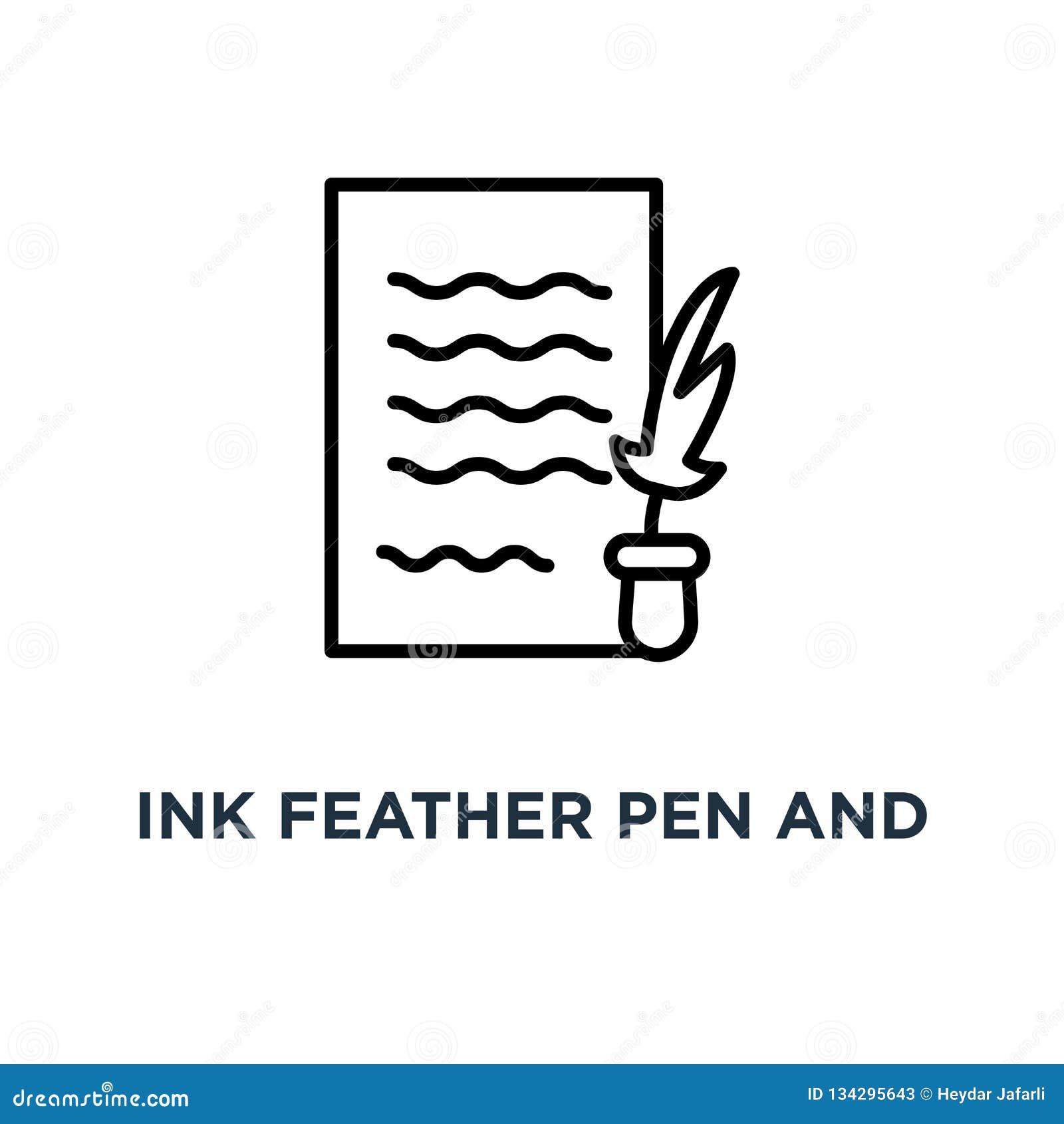 Ink Feather Pen and Scroll Paper Icon. Linear Simple Element Ill Stock ...