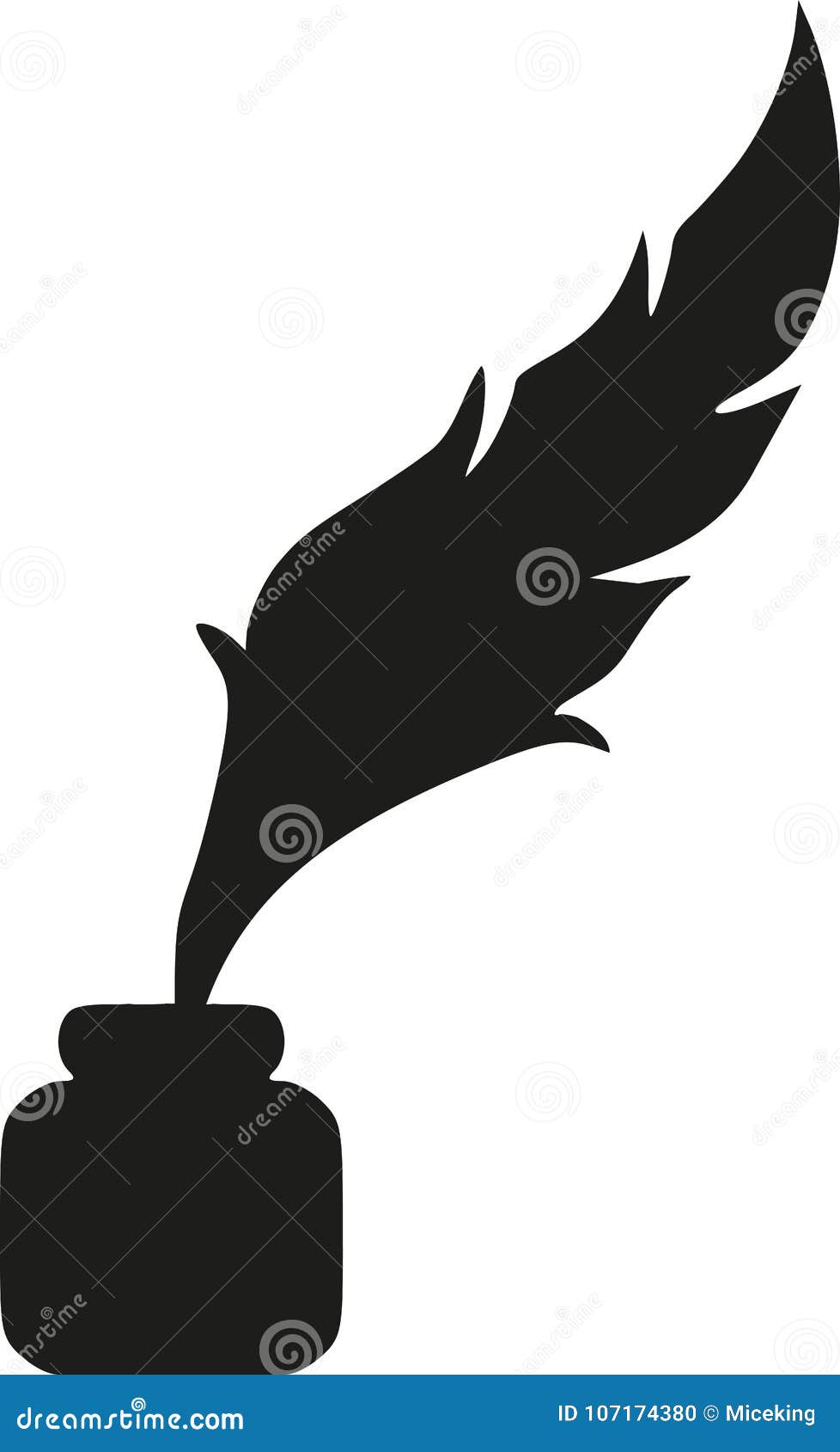 Ink with feather stock vector. Illustration of symbol - 107174380