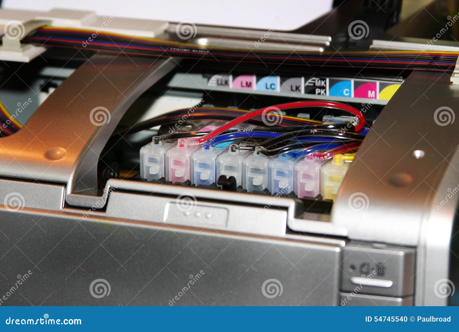 Ink Flow System on Printer. Stock Photo - Image of glossy, feed: 54745540