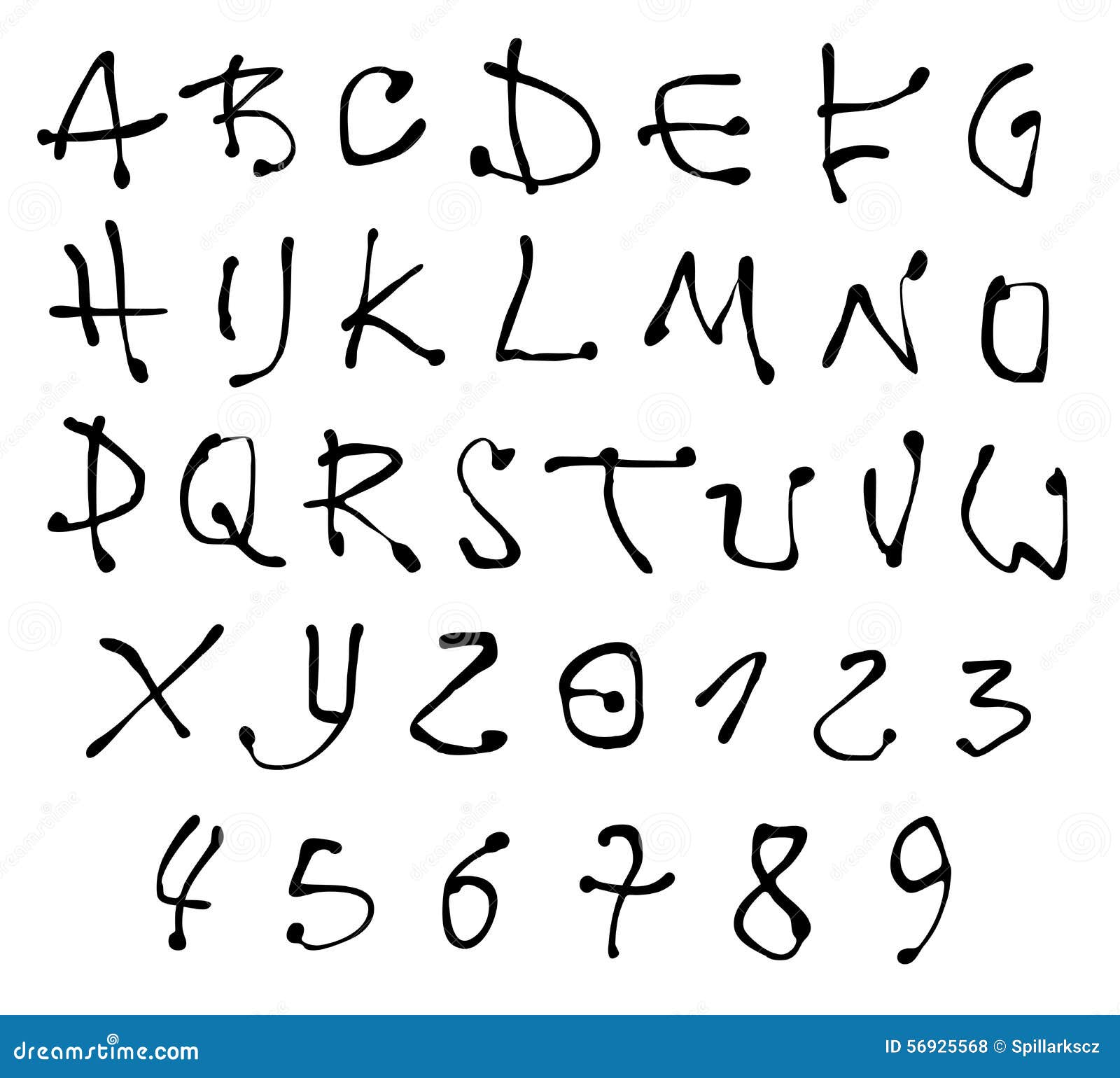 Ink Font and Number Alphabet Over White Stock Vector - Illustration of ...