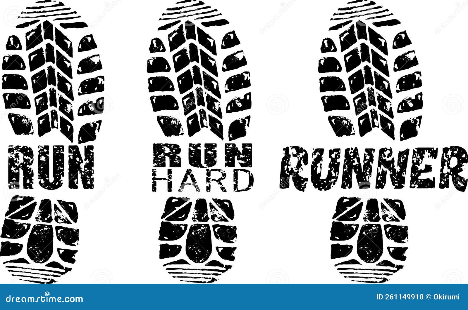 Ink Grunge Sport Footprints with Phrase Running Stock Vector ...