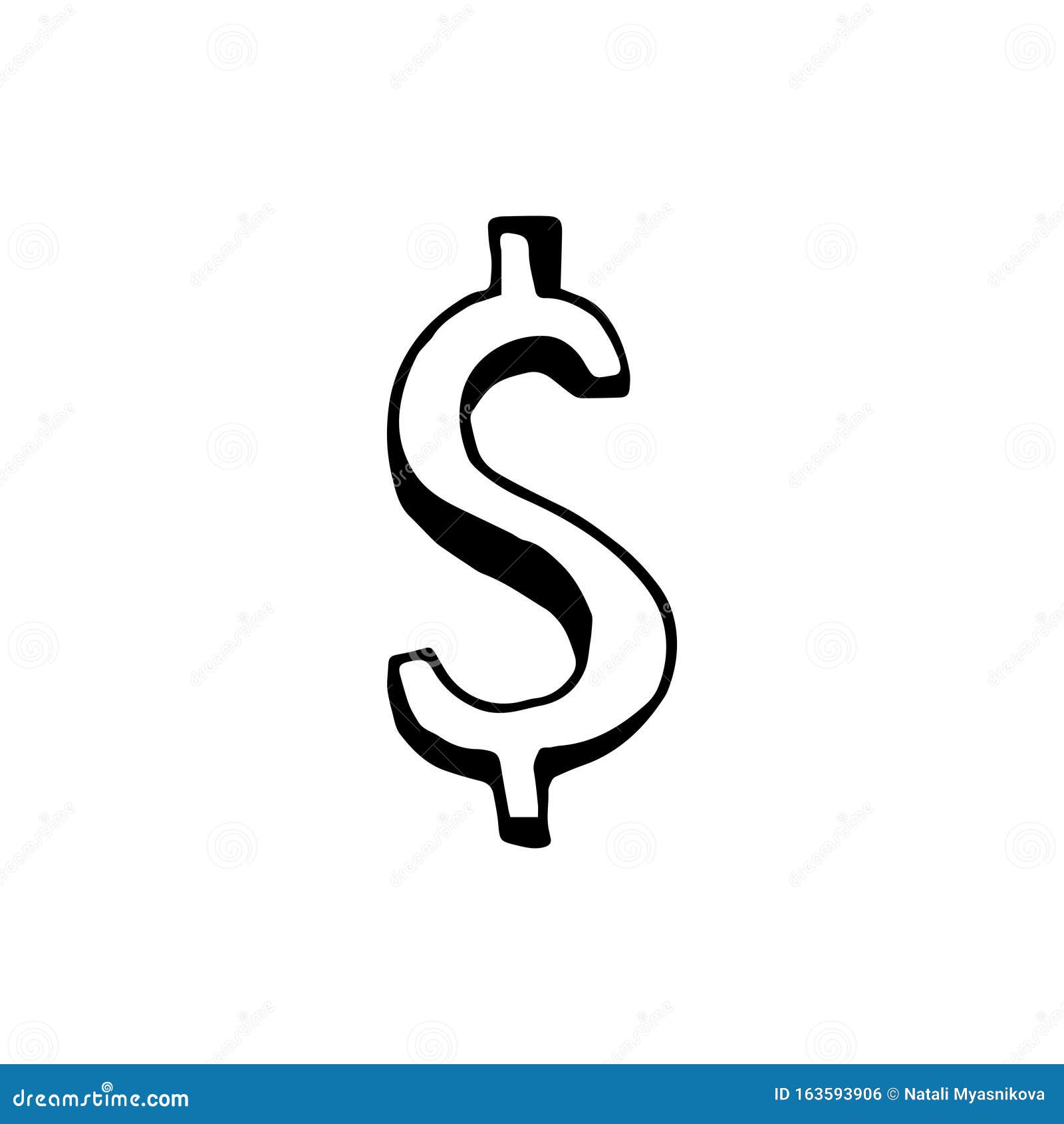 Ink Hand-drawing of Symbols of Dollar . Vector Hand Draw Illustration ...