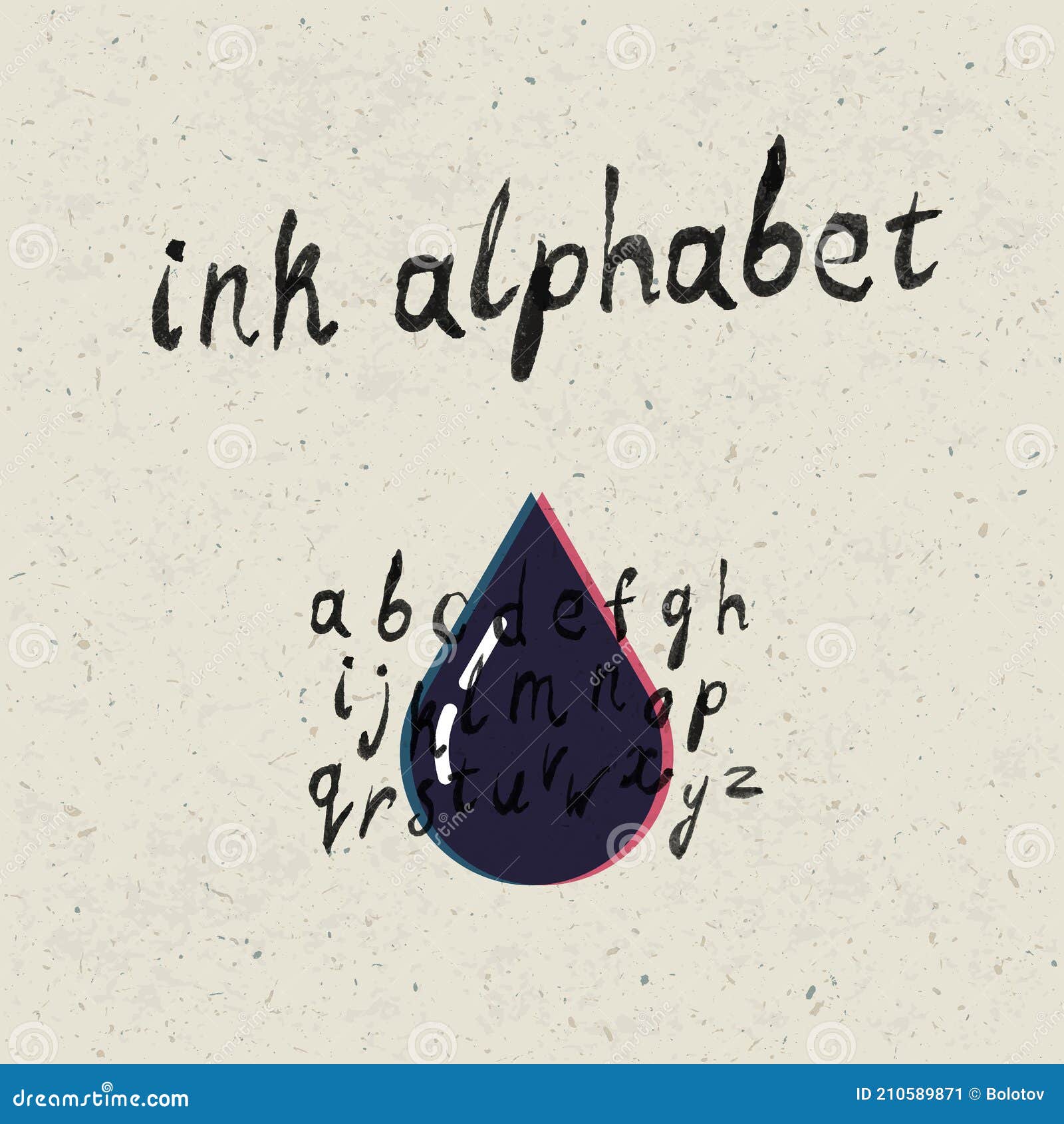 Ink Hand-drawn Alphabet and Paper Texture Set Stock Vector ...