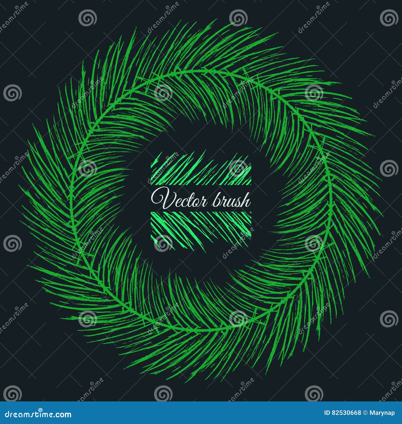 Ink Hand Drawn Christmas Tree Vector Brush for Borders and Frame Stock ...