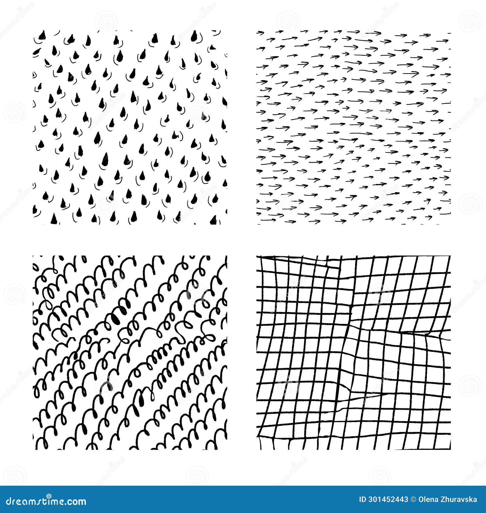 Ink Hand Drawn Doodle Abstract Seamless Textures Stock Illustration ...