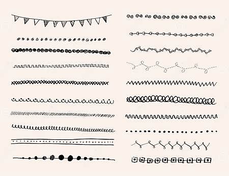 Ink Hand-drawn Line Border Set. Stock Vector - Illustration of sketch ...